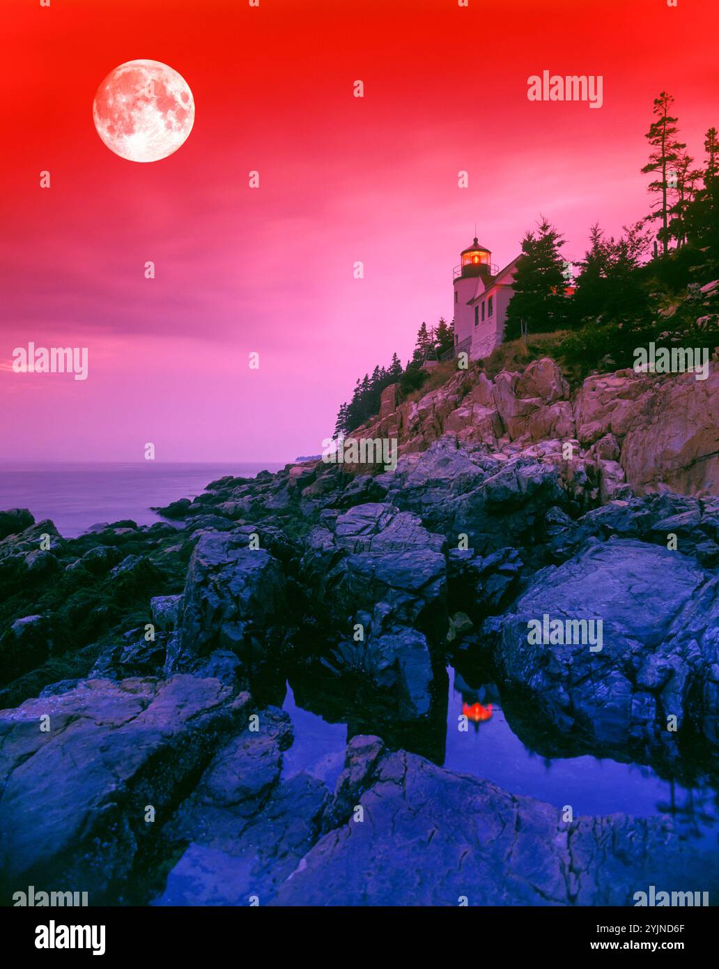 ROCK POOL BASS HARBOR HEAD LIGHTHOUSE ACADIA NATIONAL PARK MAINE USA ...