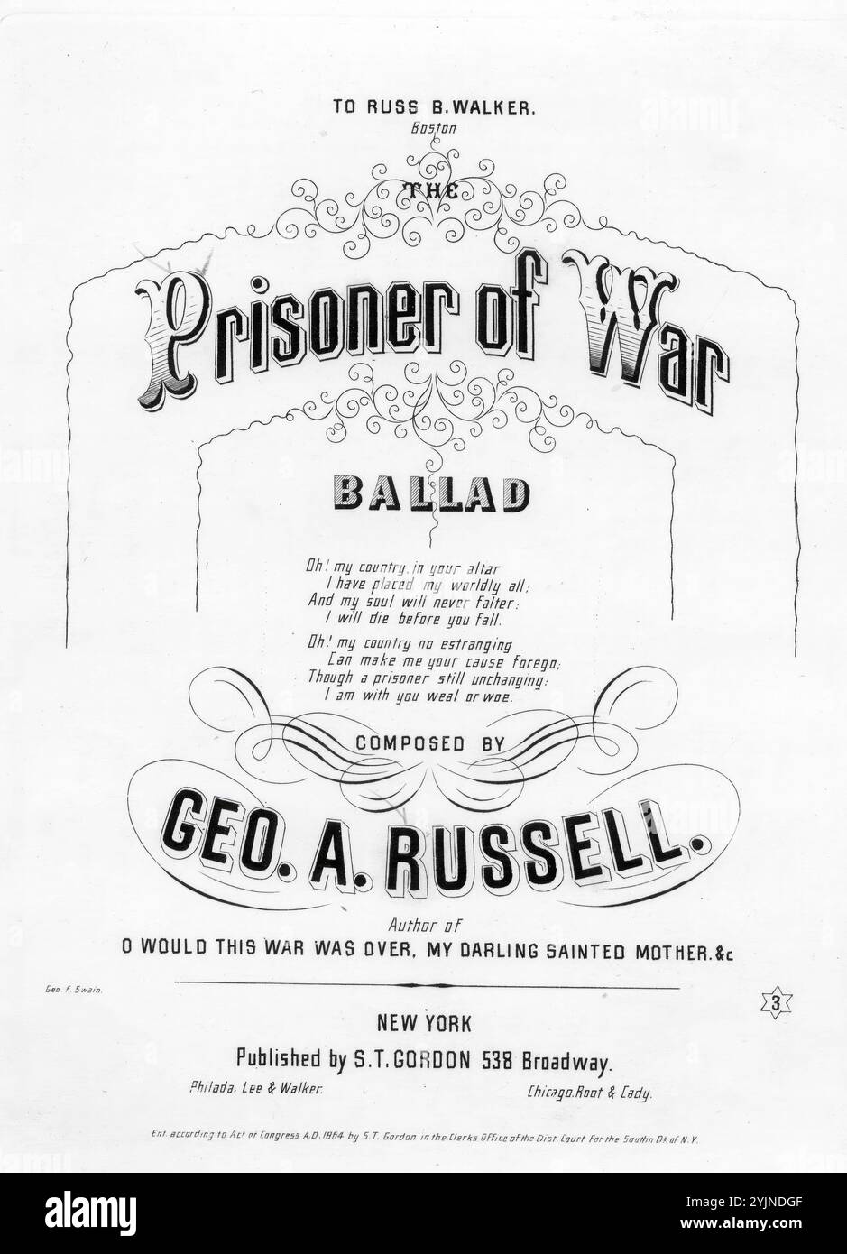 The Prisoner of war, Russell, Geo. A. (composer), S. T. Gordon, New ...