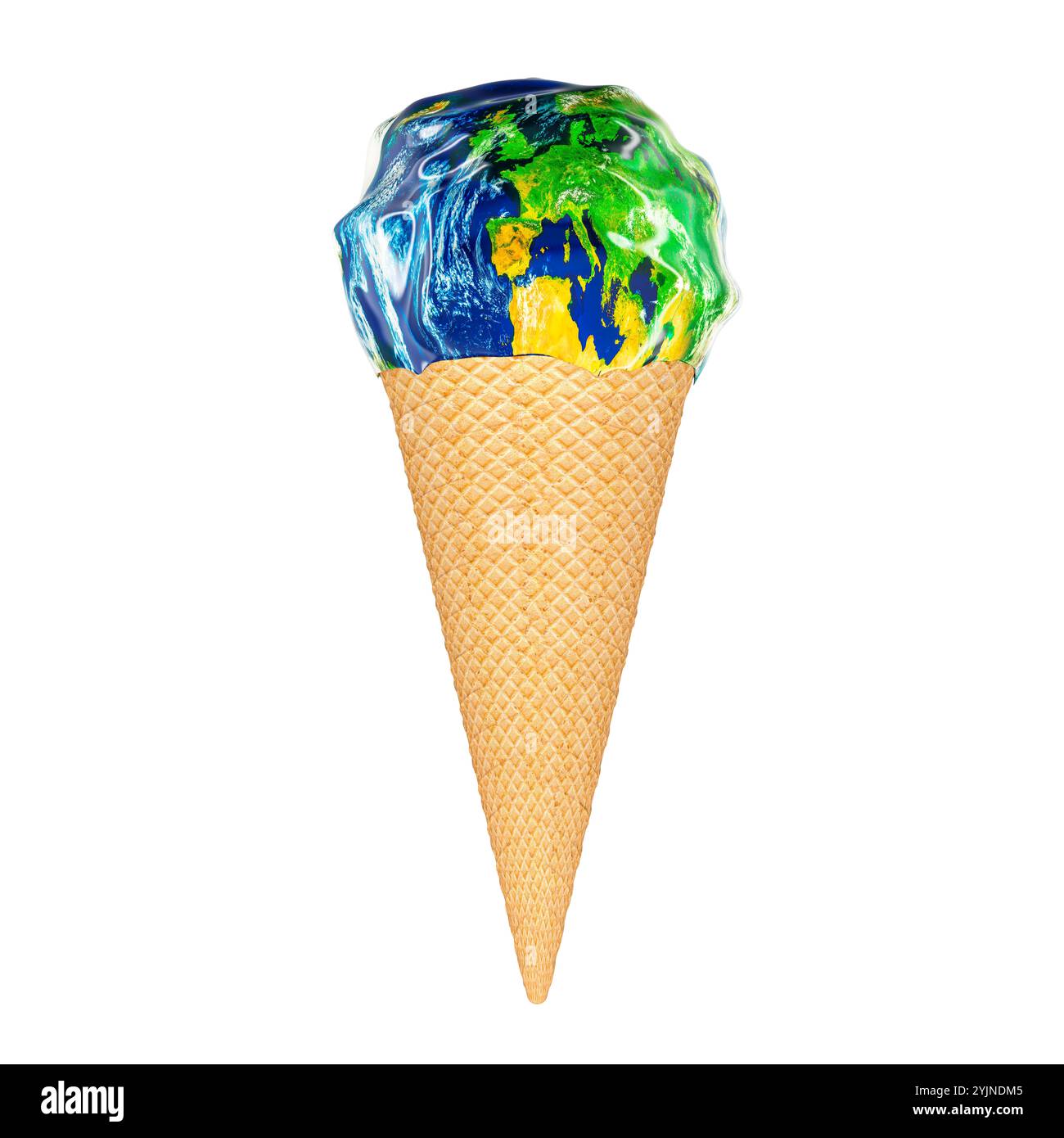 Ice cream cone with Earth melts. Global warming and climate change ...
