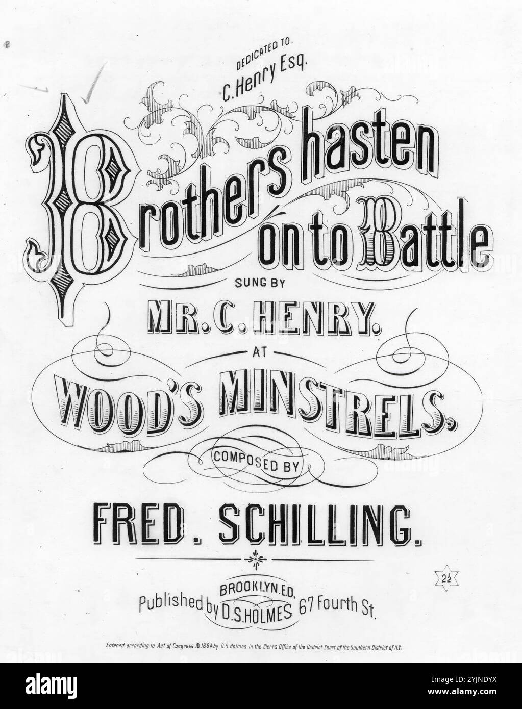 Brothers hasten on to battle, Schilling, Fred. (composer), D. S. Holmes ...