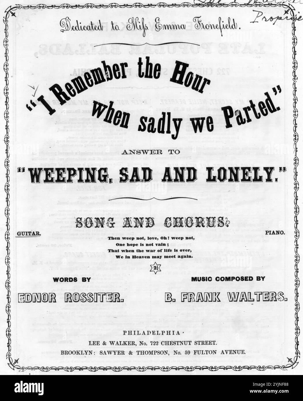 I remember the hour when sadly we parted, Walters, B. F. (composer ...