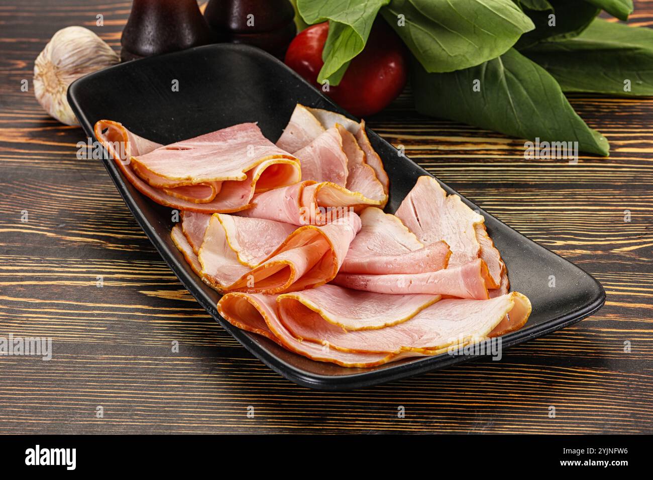 Italian sausage Prosciutto cotto ham appetizer Stock Photo - Alamy