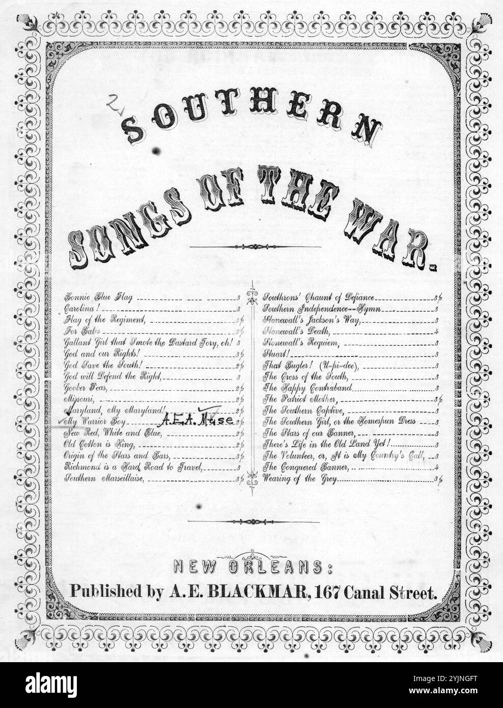 My warrior boy, Muse, A. E. A. (composer), A. E. Blackmar, New Orleans ...