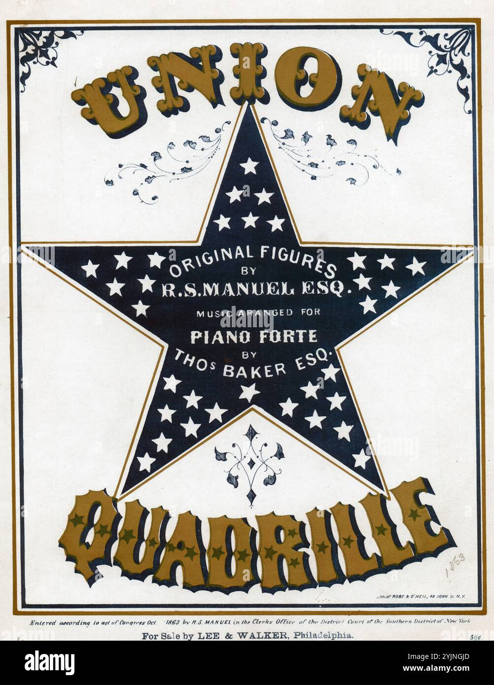 Union quadrilles, Baker, Thomas (arranger), Lee & Walker, Philadelphia ...