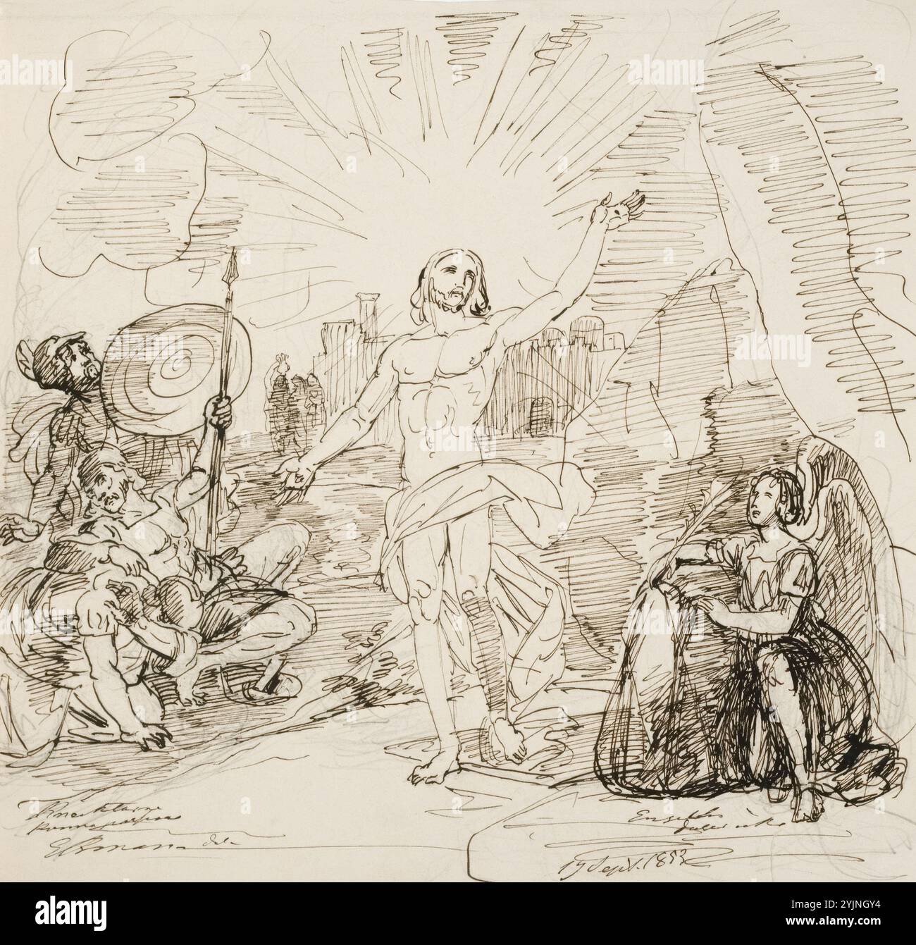 Ekman, Robert Wilhelm, work, Resurrection of Christ, 1853, drawing, 22 ...