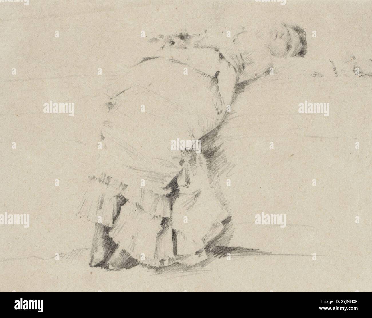 Berndtson, Gunnar, work, Resting woman, pencil, drawing, FIGURE; woman ...
