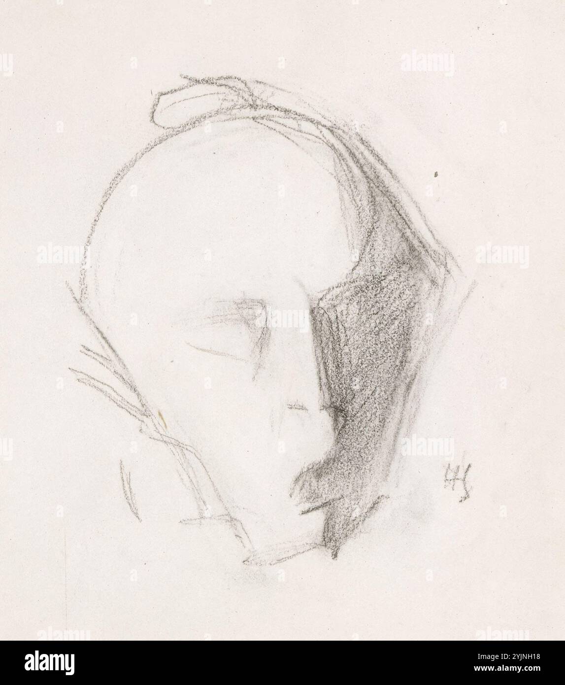 Schjerfbeck, Helene, work, Self-portrait, 1945, pencil, drawing ...