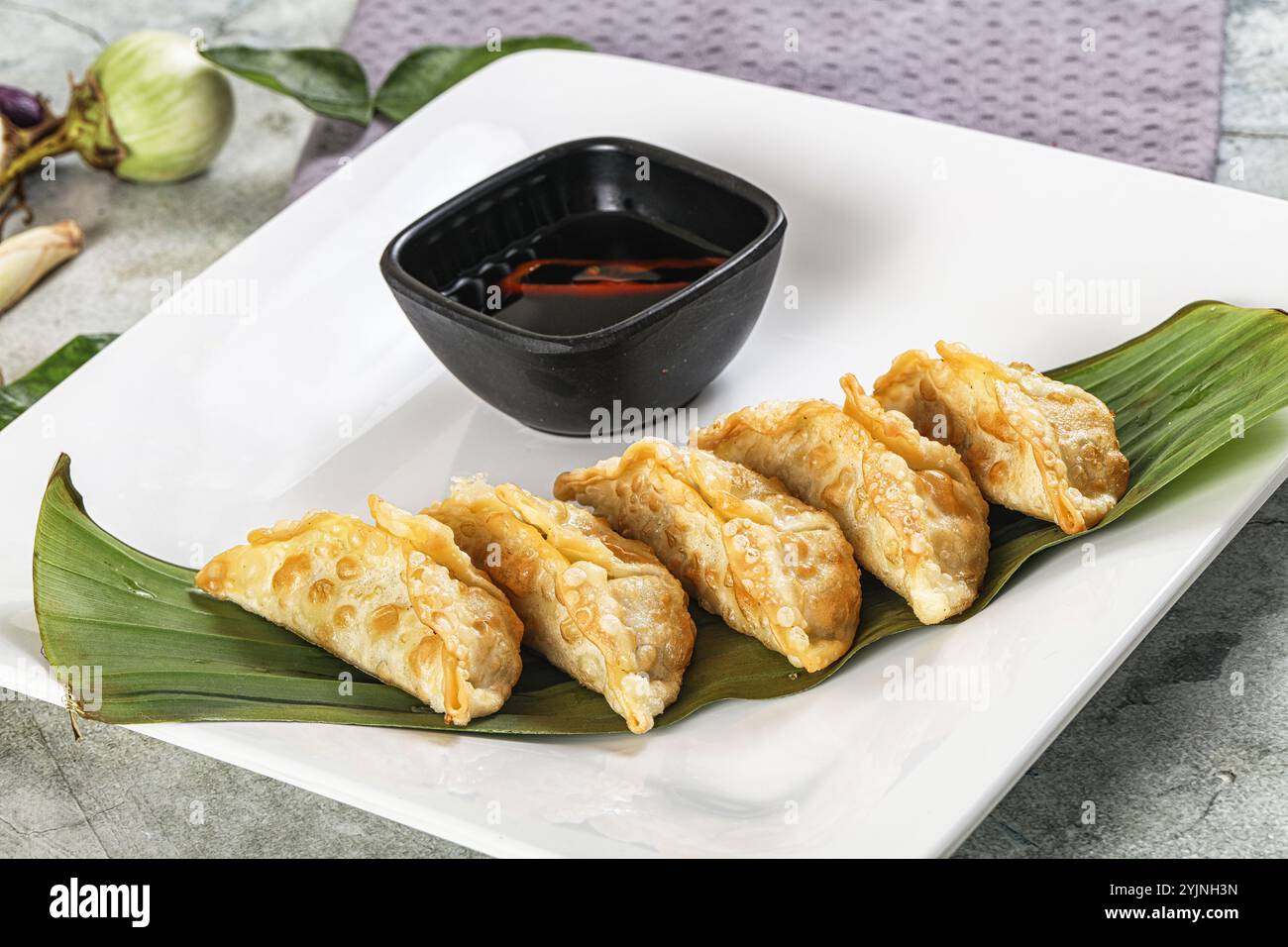 Japanese cuisine - stuffed dumplings gyoza with prawn or meat Stock ...
