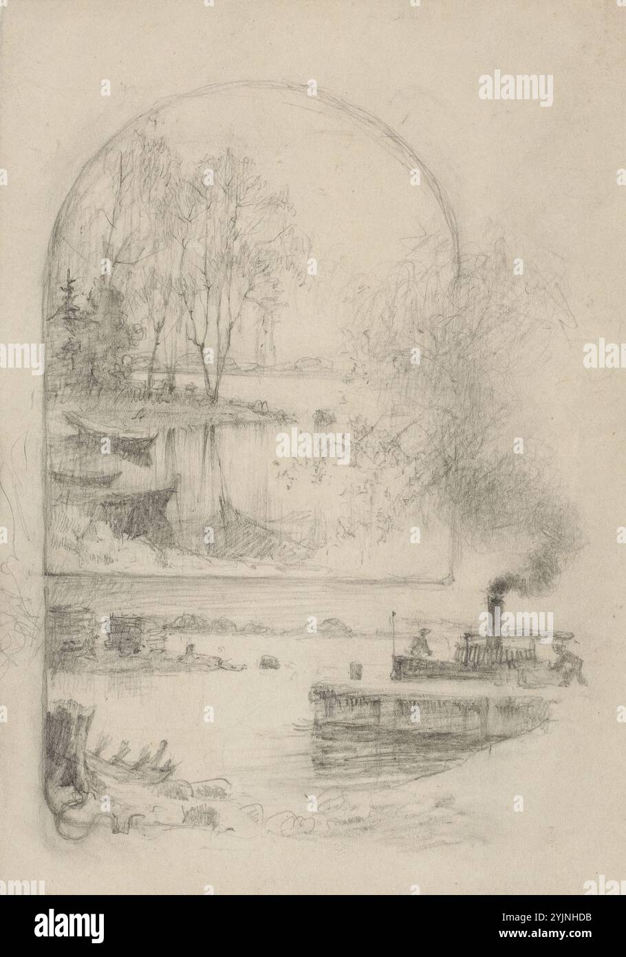 Berndtson, Gunnar, work, Coastal landscape and sketch from the port of ...