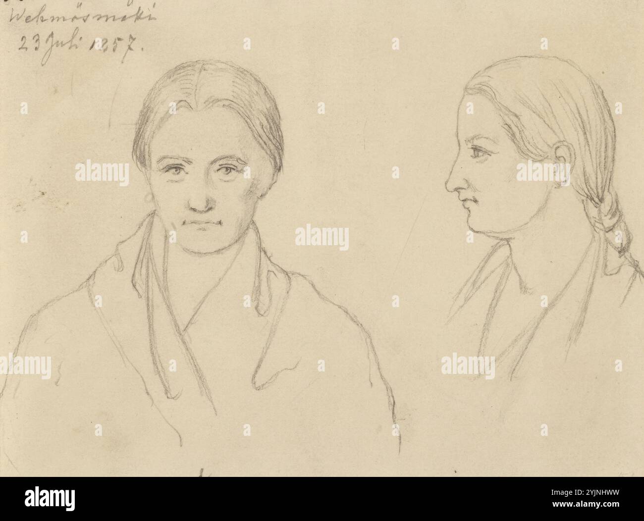 Sjöstrand, Carl Eneas, Front and side bust of a woman from Vehmasmäkel ...