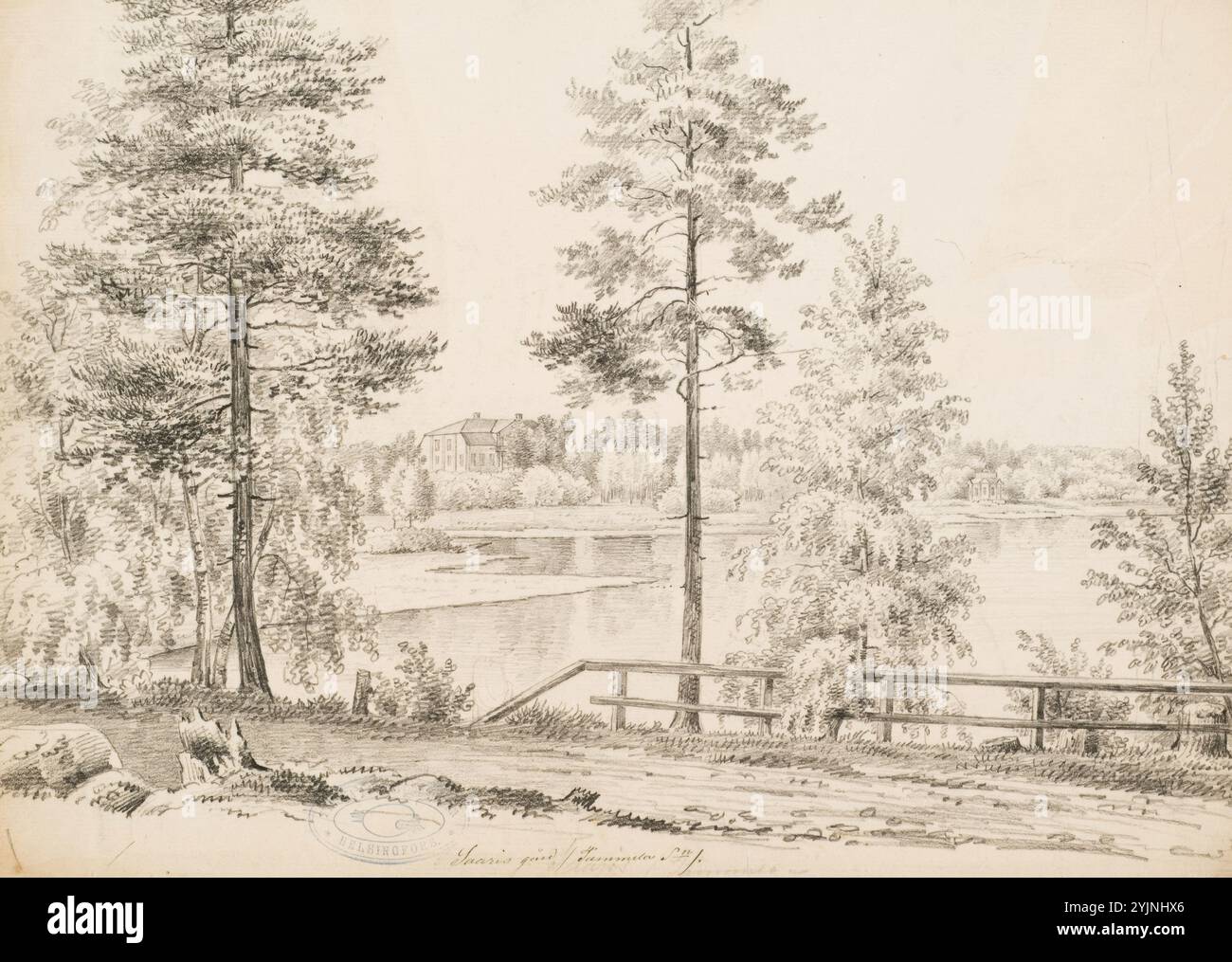 Wright, Magnus von, Landscape drawings, 1846, pencil, drawing, Wright ...