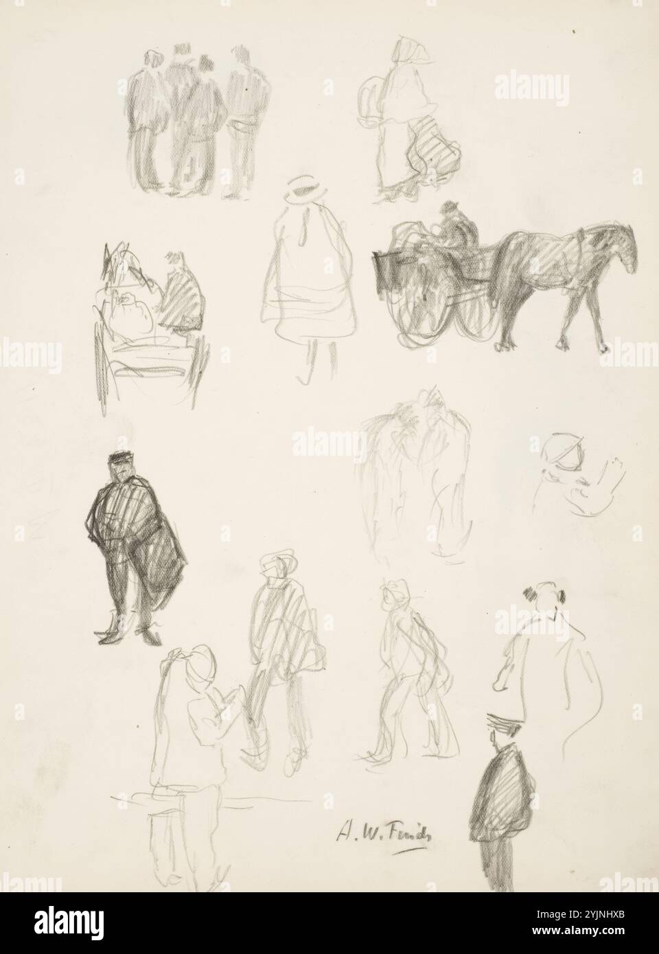 Finch, Alfred William, Person and other exercises, pencil, drawing, 28 ...