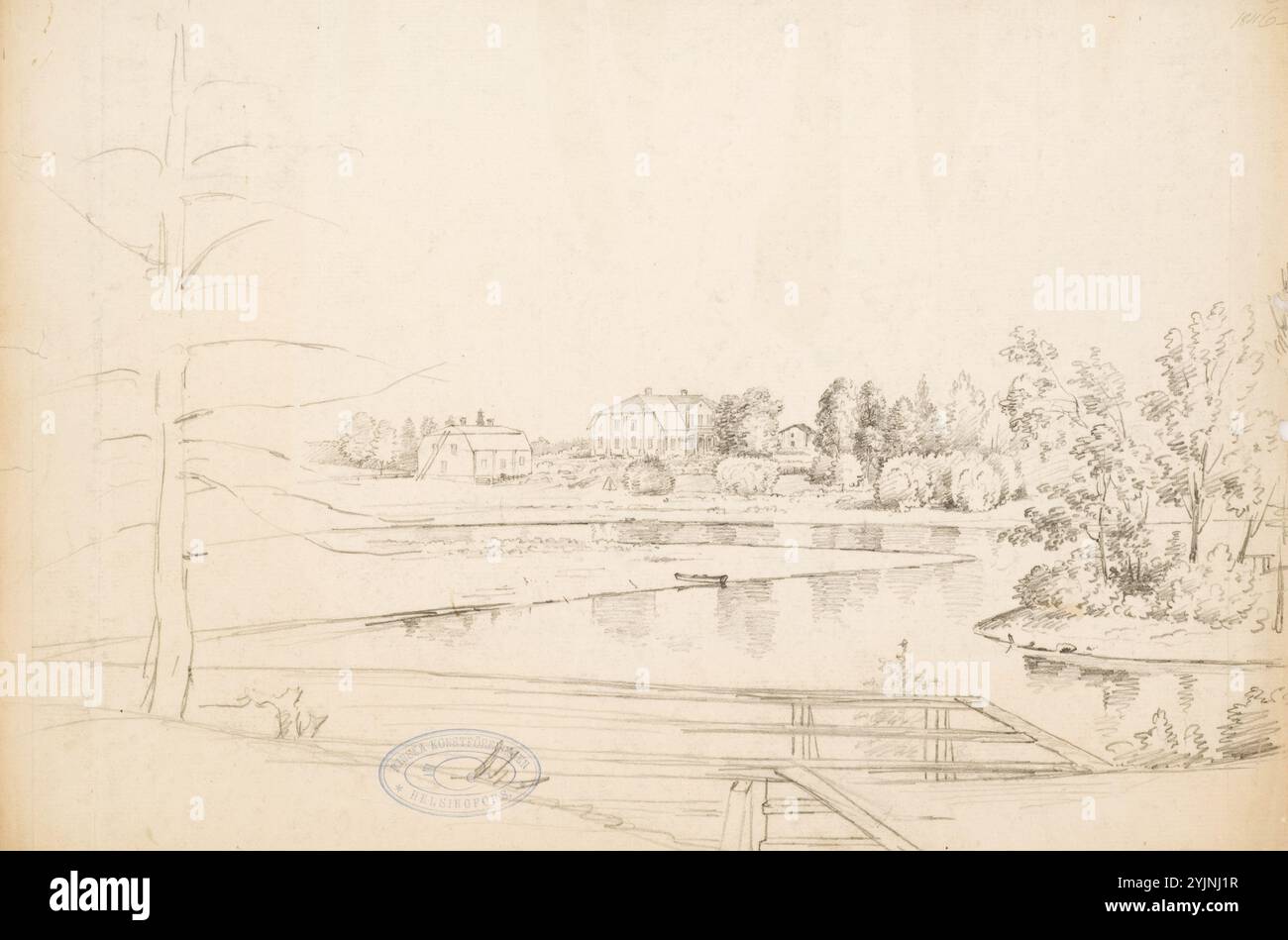 Wright, Magnus von, Landscape drawings, 1846, pencil, drawing, Wright ...