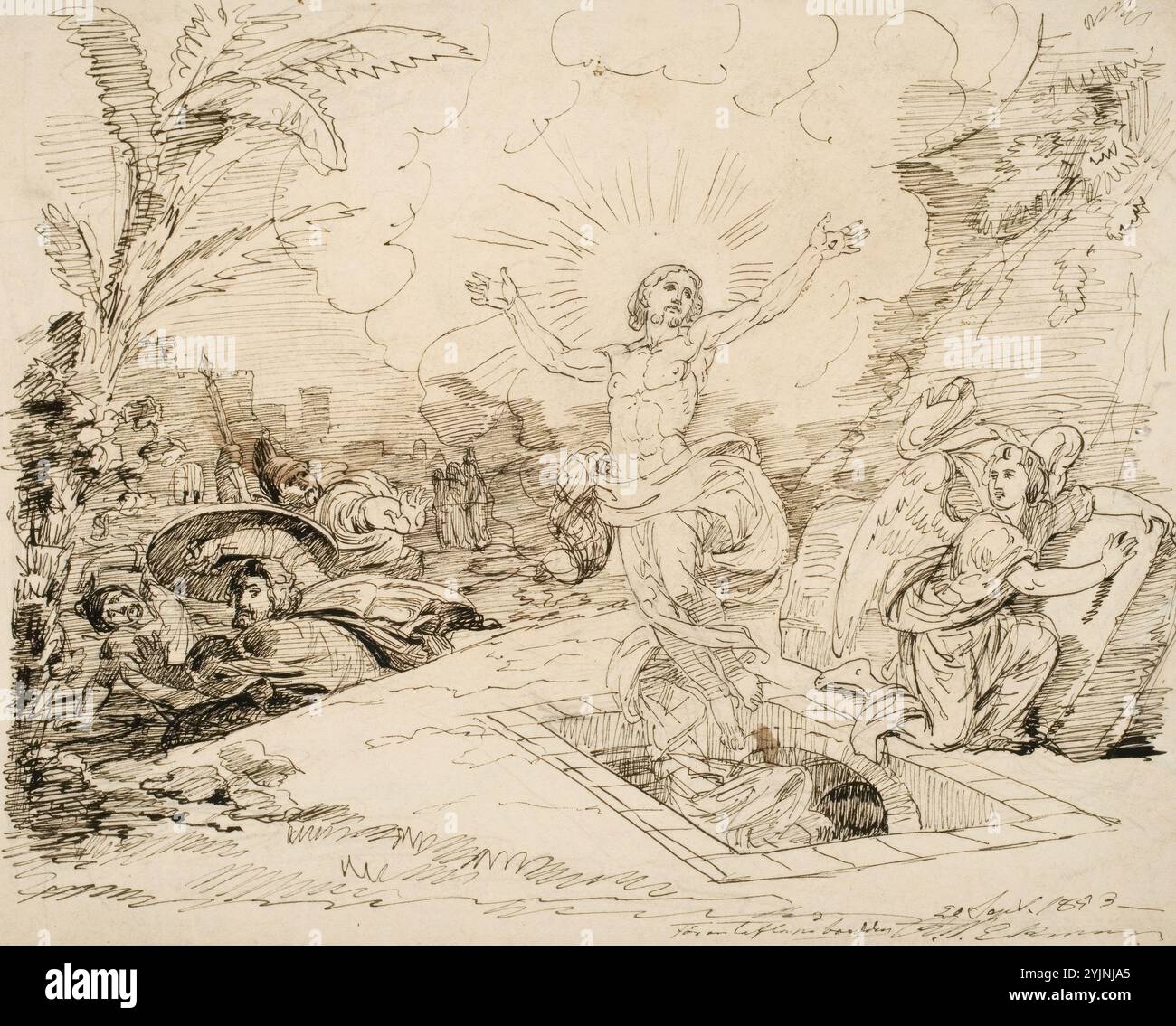 Ekman, Robert Wilhelm, work, The Resurrection of Christ, 1853, drawing ...