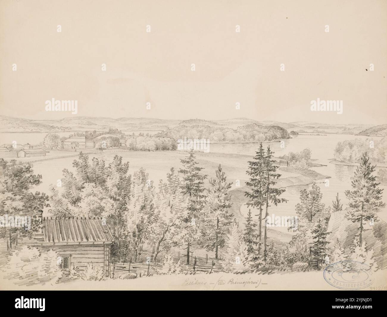 Wright, Magnus von, Landscape drawings, 1846, pencil, drawing, Wright ...