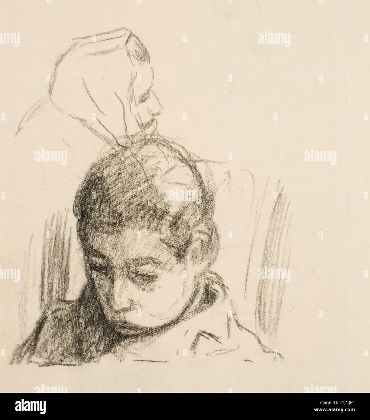 Finch, Alfred William, work, Head of a boy, black chalk, drawing, 25 cm ...