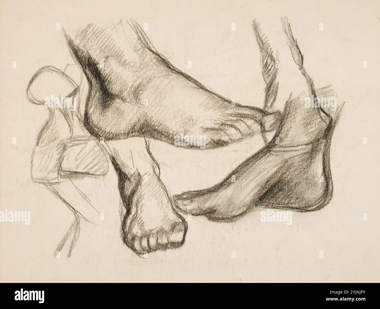 Finch, Alfred William, work, Foot exercises, black chalk, drawing, 25.5 ...