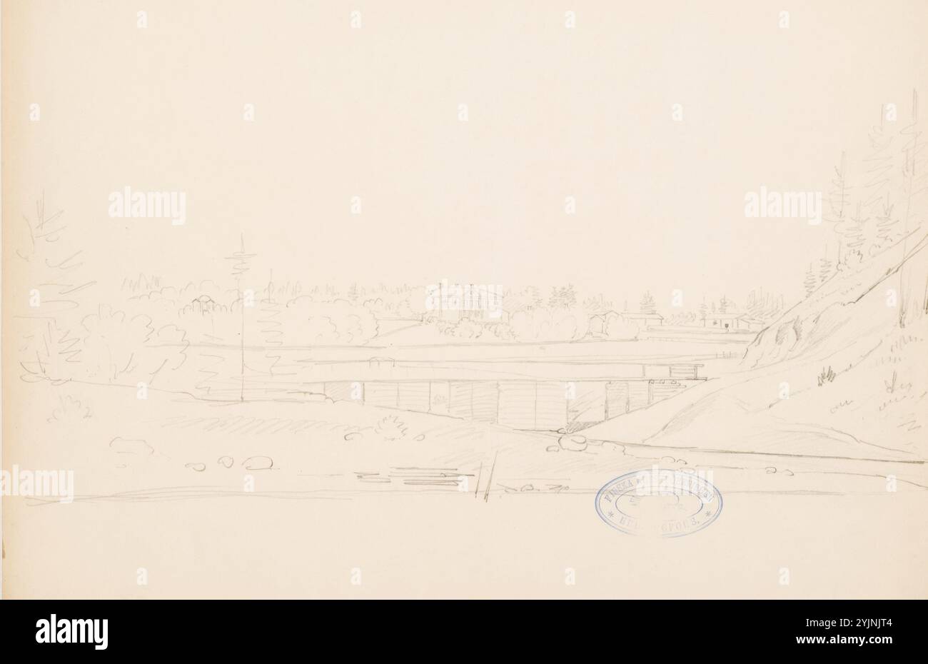 Wright, Magnus von, Landscape drawings, 1846, pencil, drawing, Wright ...