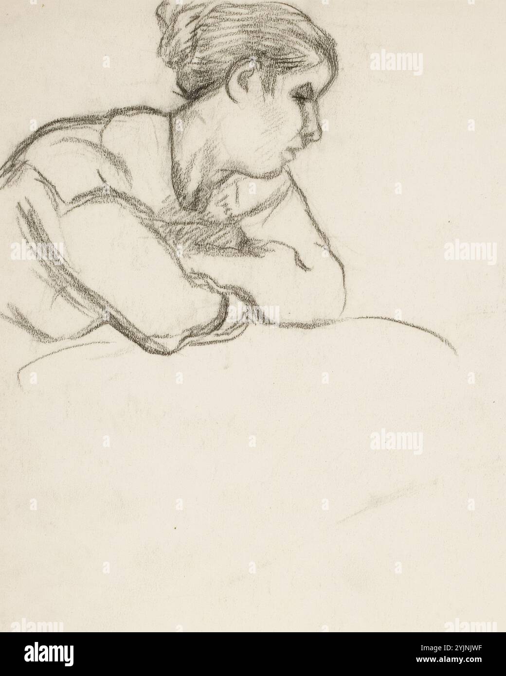 Finch, Alfred William, work, Woman leaning forward, black chalk ...