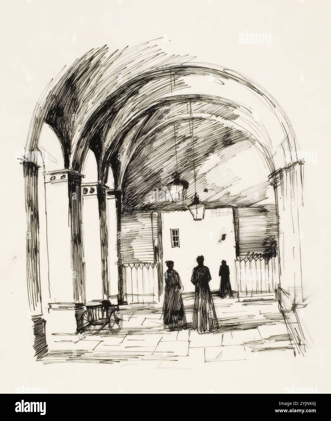 Ericsson, Henry, work, Priests in the church, drawing, 37.7 cm x 31.5 ...