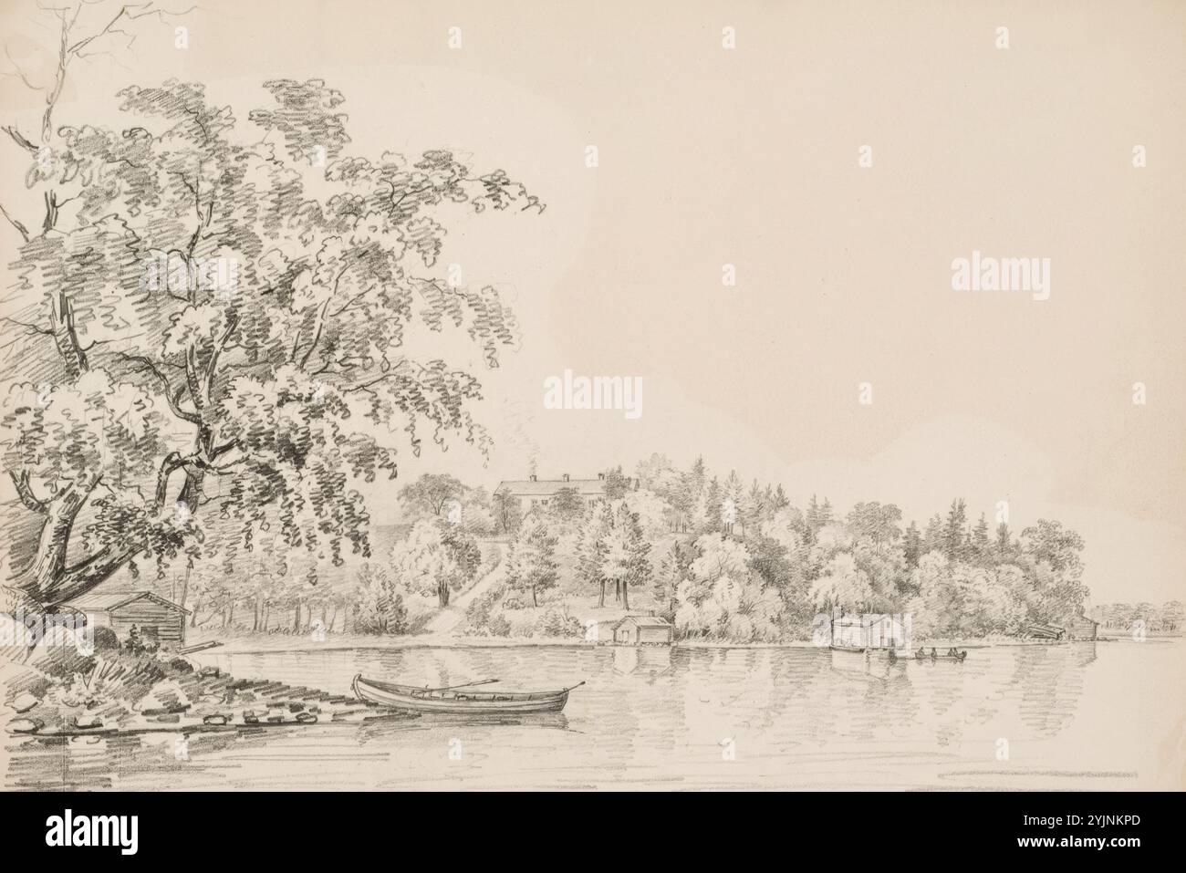 Wright, Magnus von, Landscape drawings, 1846, pencil, drawing, Wright ...