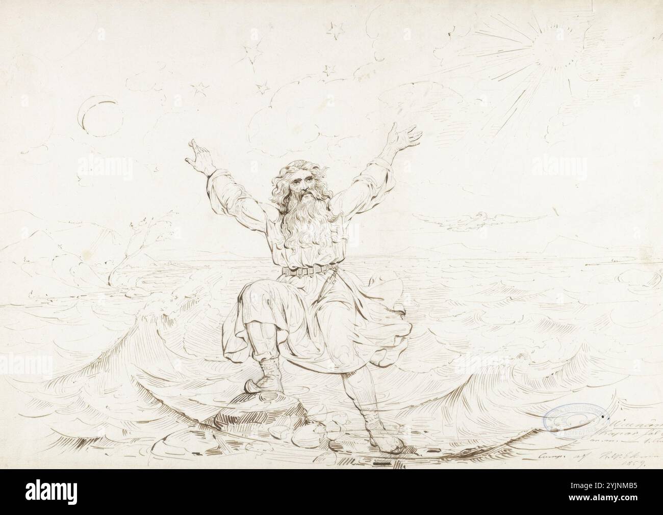 Ekman, Robert Wilhelm, Väinämöinen luo valon, Original drawing for the ...