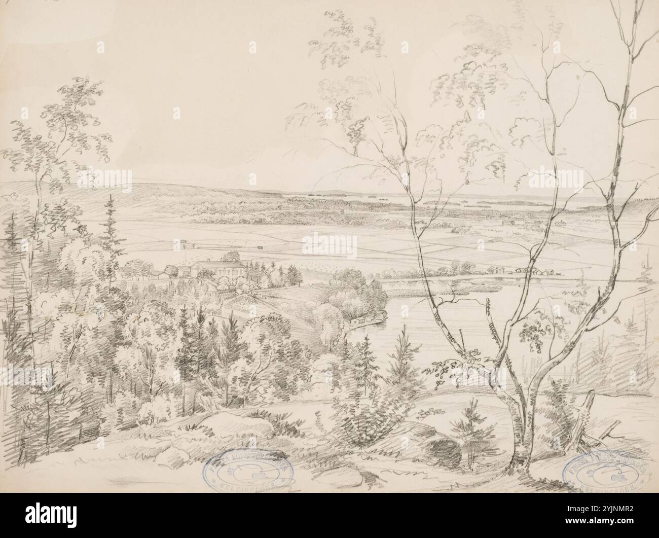 Wright, Magnus von, Landscape drawings, 1846, pencil, drawing, Wright ...