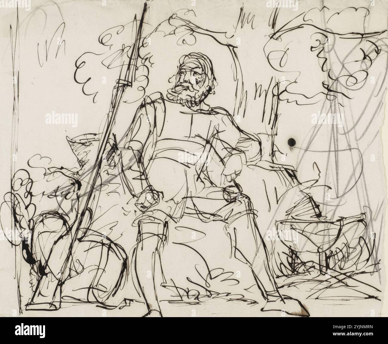 Sjöstrand, Carl Eneas, work, Old soldier sitting on a stone, undateable ...