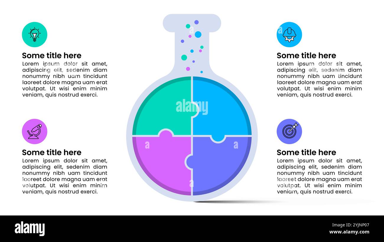 Infographic template with icons and 4 options or steps. Chemical tube ...