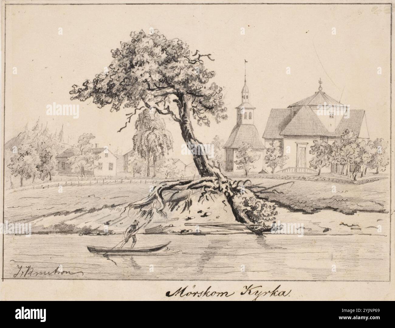 Knutson, Johan, Mörskom church and bell tower, Illustration for the ...