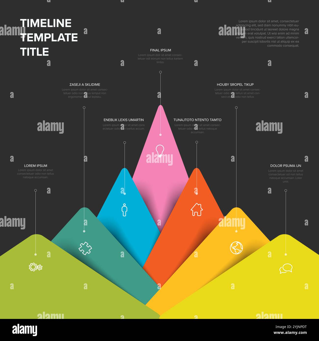 Big seven mountains as multipurpose infographic template with icons and ...