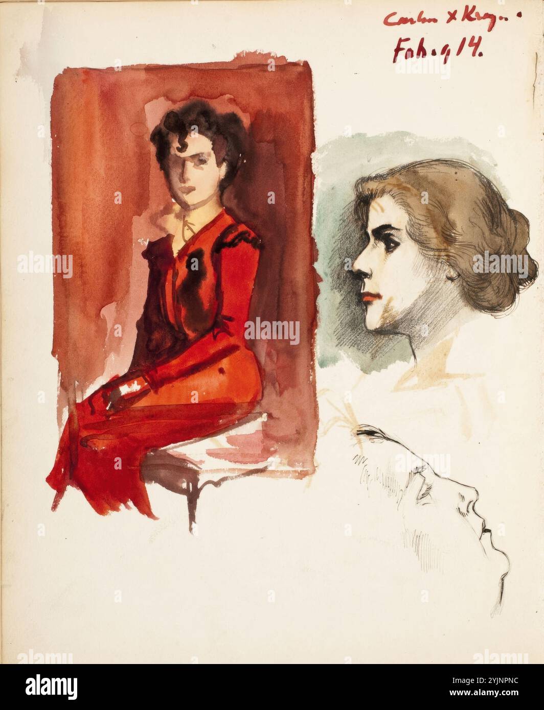 Edelfelt, Albert, Sketch book, drawing, 31.5 cm x 25 cm, Albert Gustaf ...