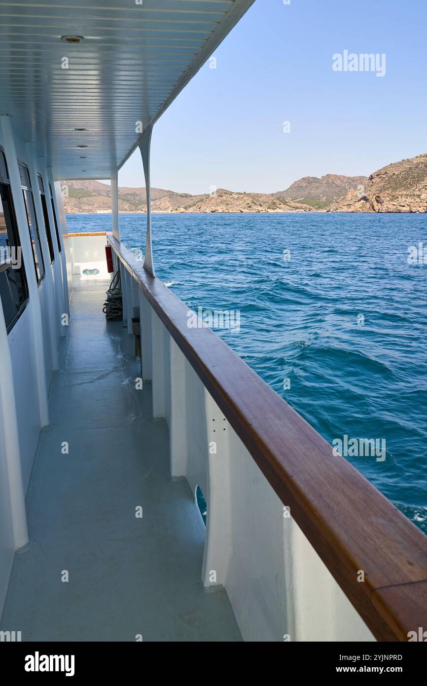 Handrails of a ship sailing Stock Photo - Alamy