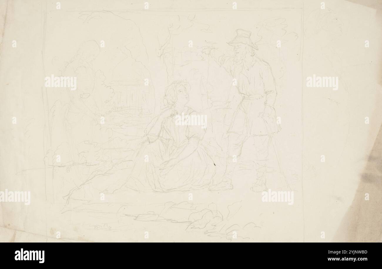 Godenhjelm, Berndt Abraham, Landscape, seated woman and a beggar ...