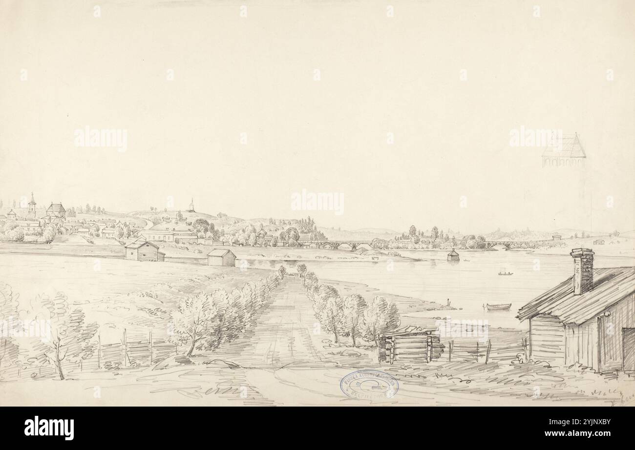 Wright, Magnus von, work name: Heinola, 1850, pencil, drawing ...