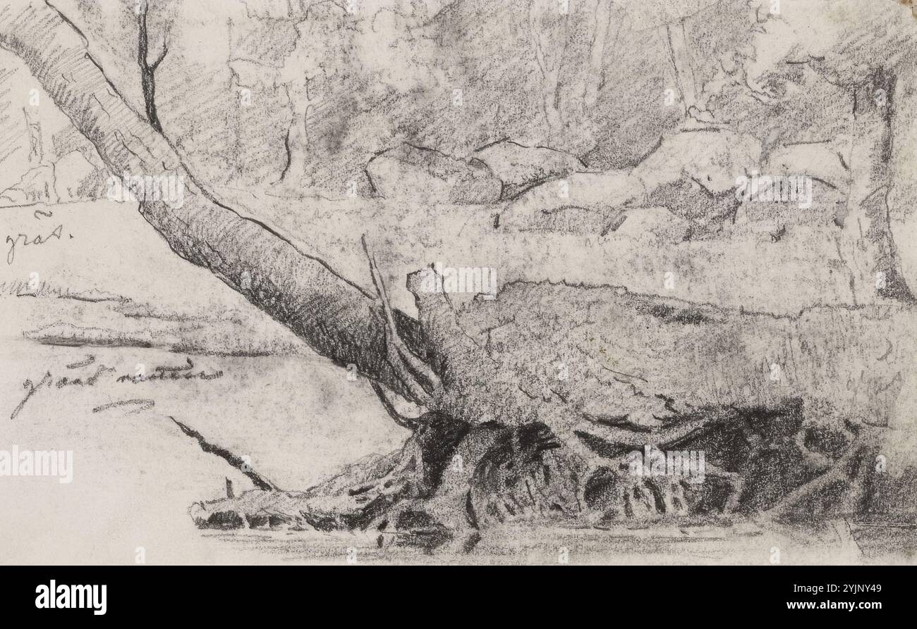 Churberg, Fanny, work, Metsänsisusta, pencil, drawing, LANDSCAPE ...