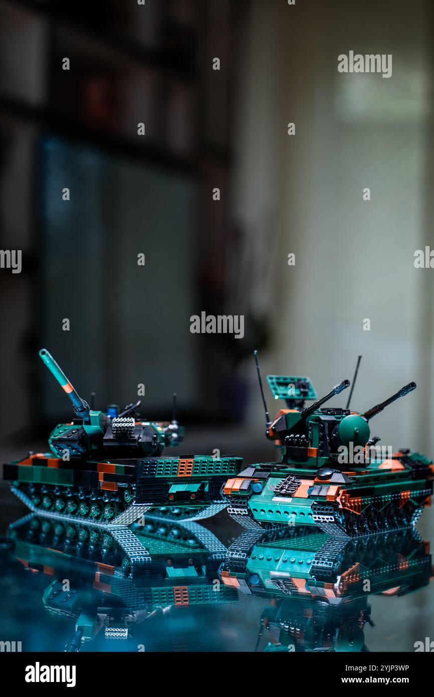 collection of plastic toy military vehicles and tanks models, building ...