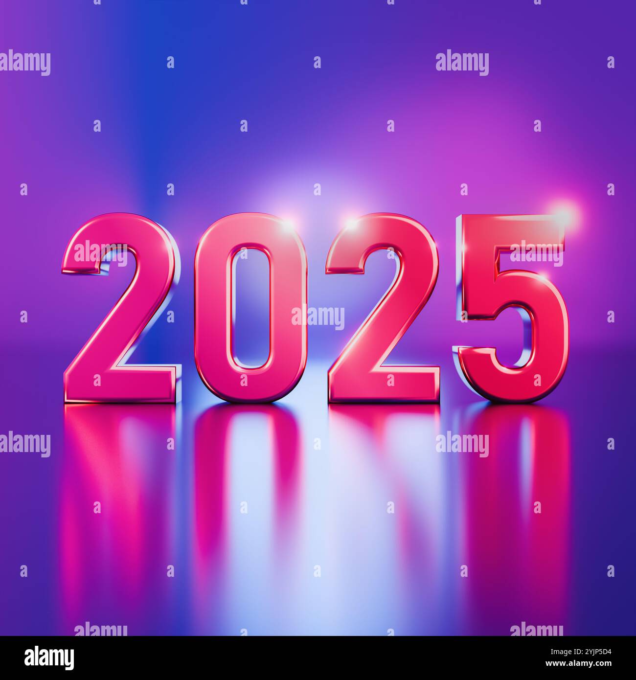 The year 2025 in bold, glossy red numbers against a vibrant purple and ...