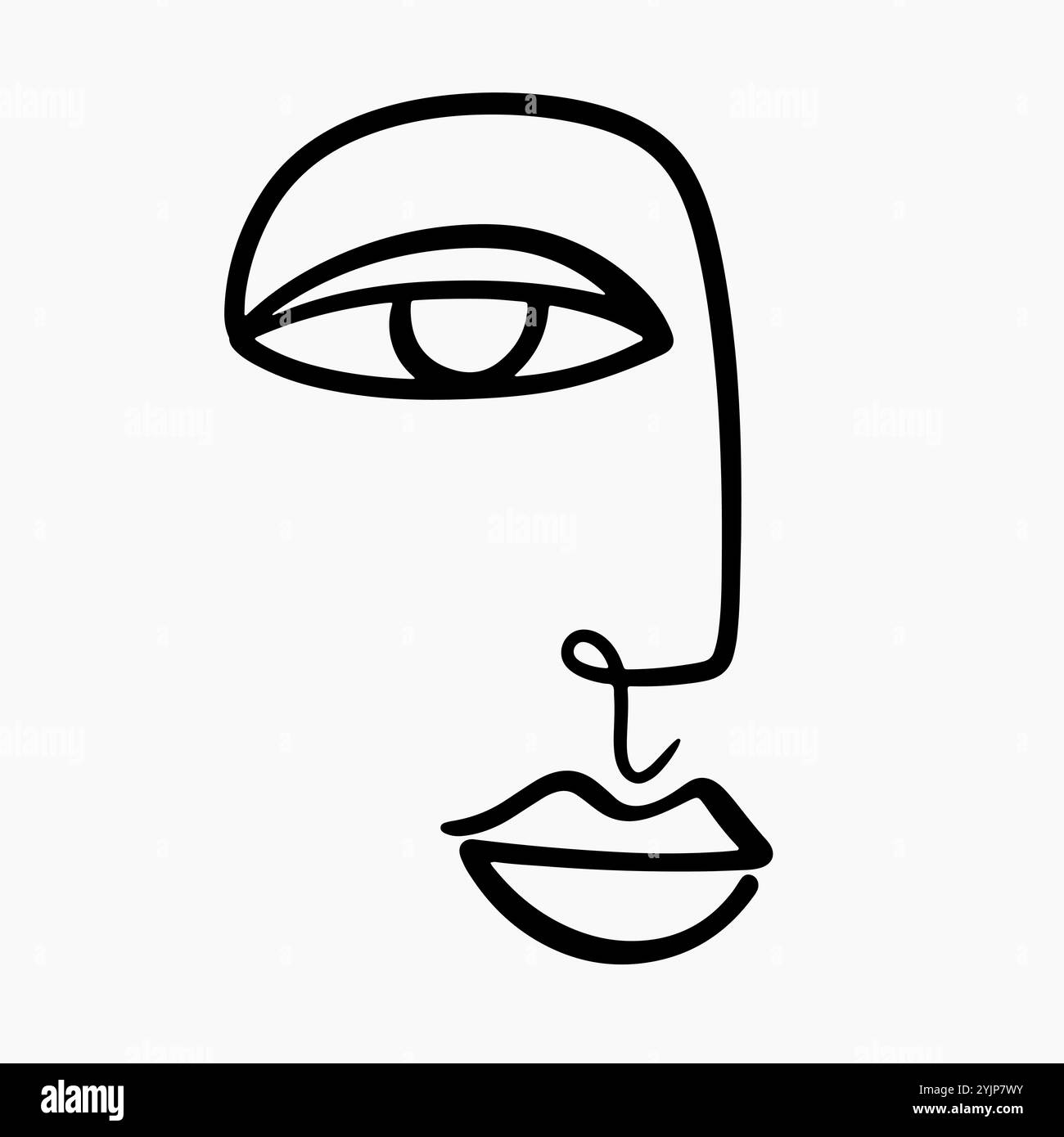 Abstract one line drawing woman face portrait logo Stock Vector Image ...
