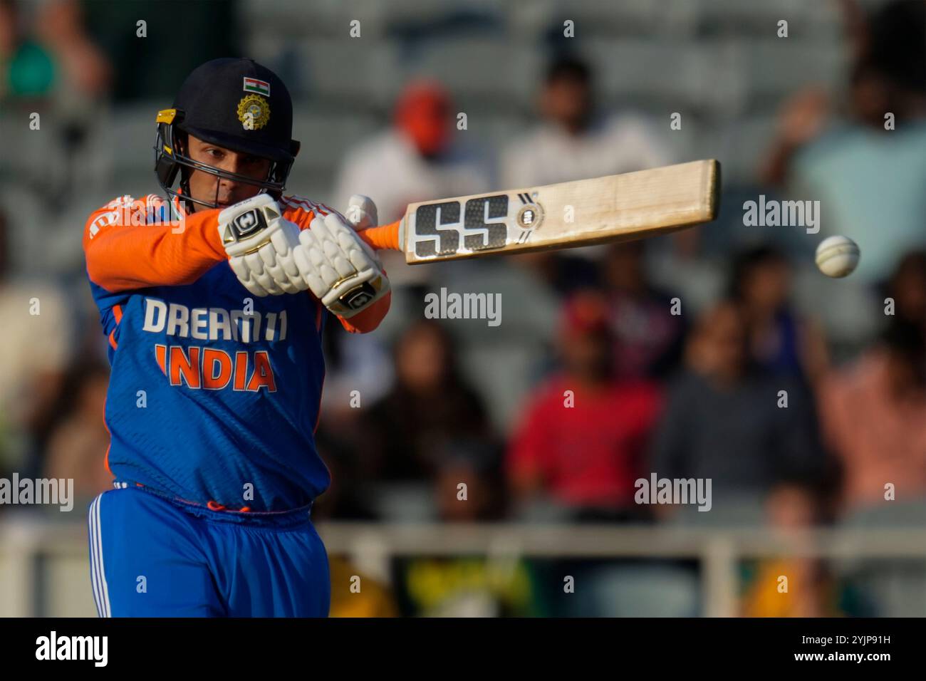 India's Abhishek Sharma bats during the fourth T20 cricket match ...
