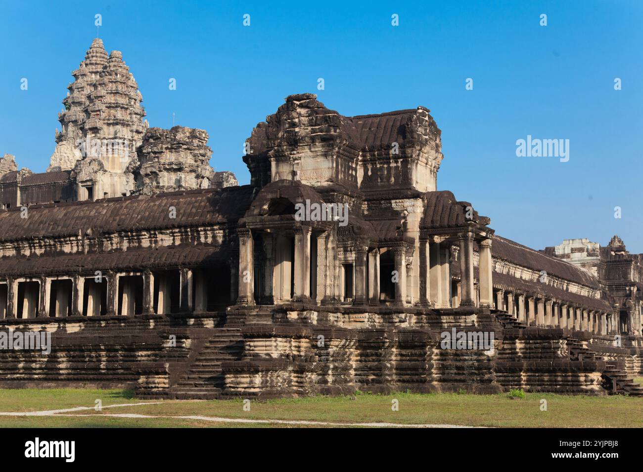 Ancient beautiful carved structures and gateways at Angkor Wat temples ...