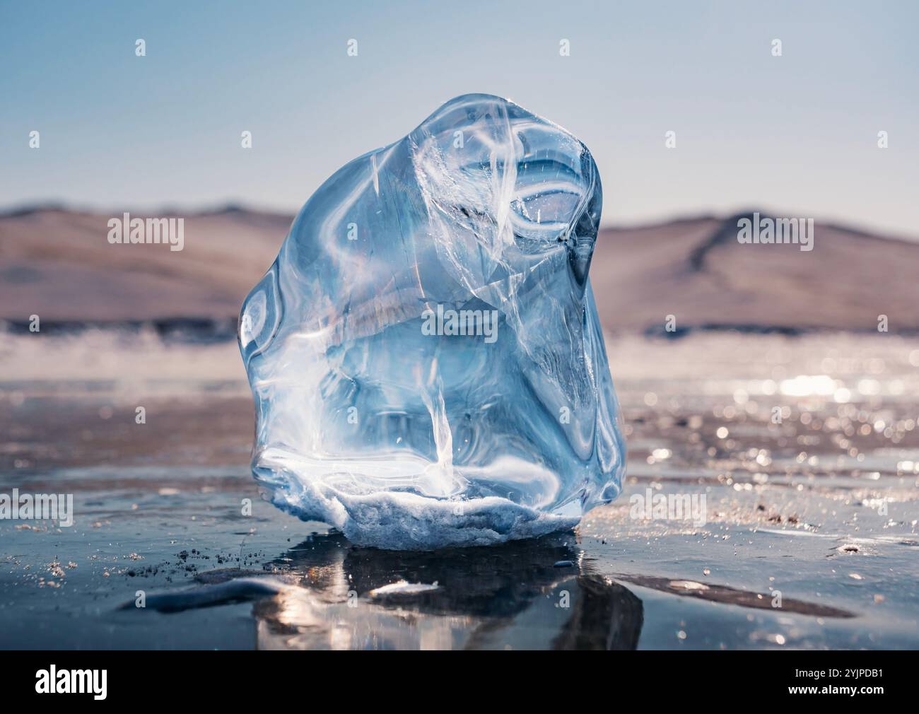 A stunning ice formation on Lake Baikal during winter showcases the ...