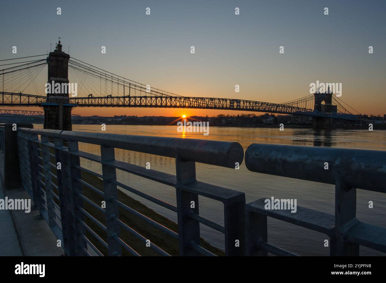sunrise roebling bridge Stock Photo - Alamy