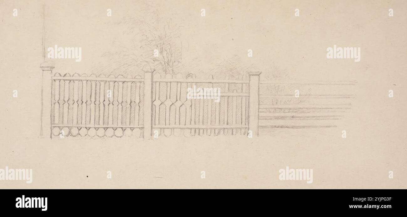 LANDSCAPE, fence, pale, Artist's villa, Lugnet, 15 cm x 35.5 cm, Wright ...