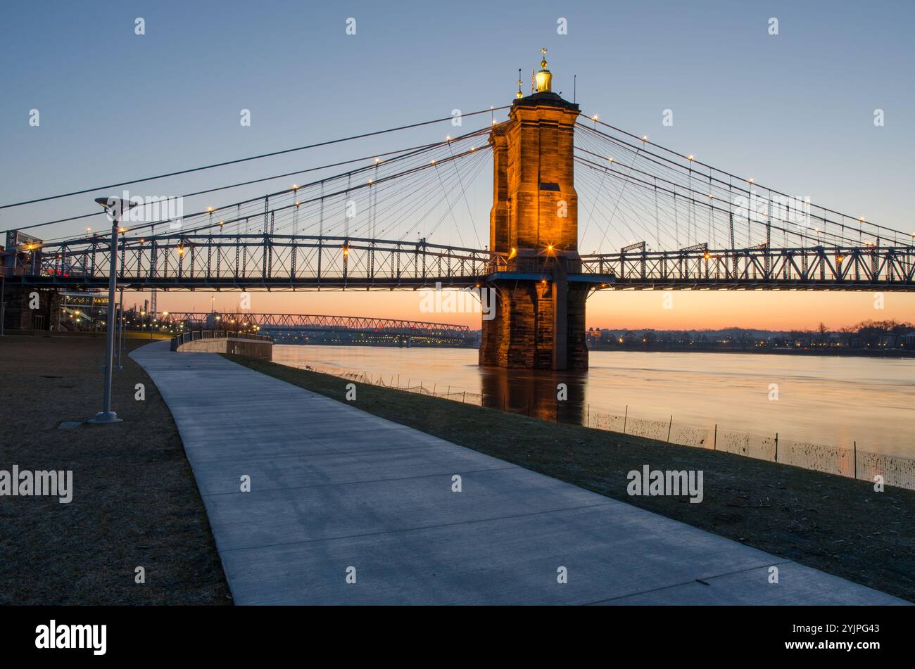 sunrise roebling bridge Stock Photo - Alamy