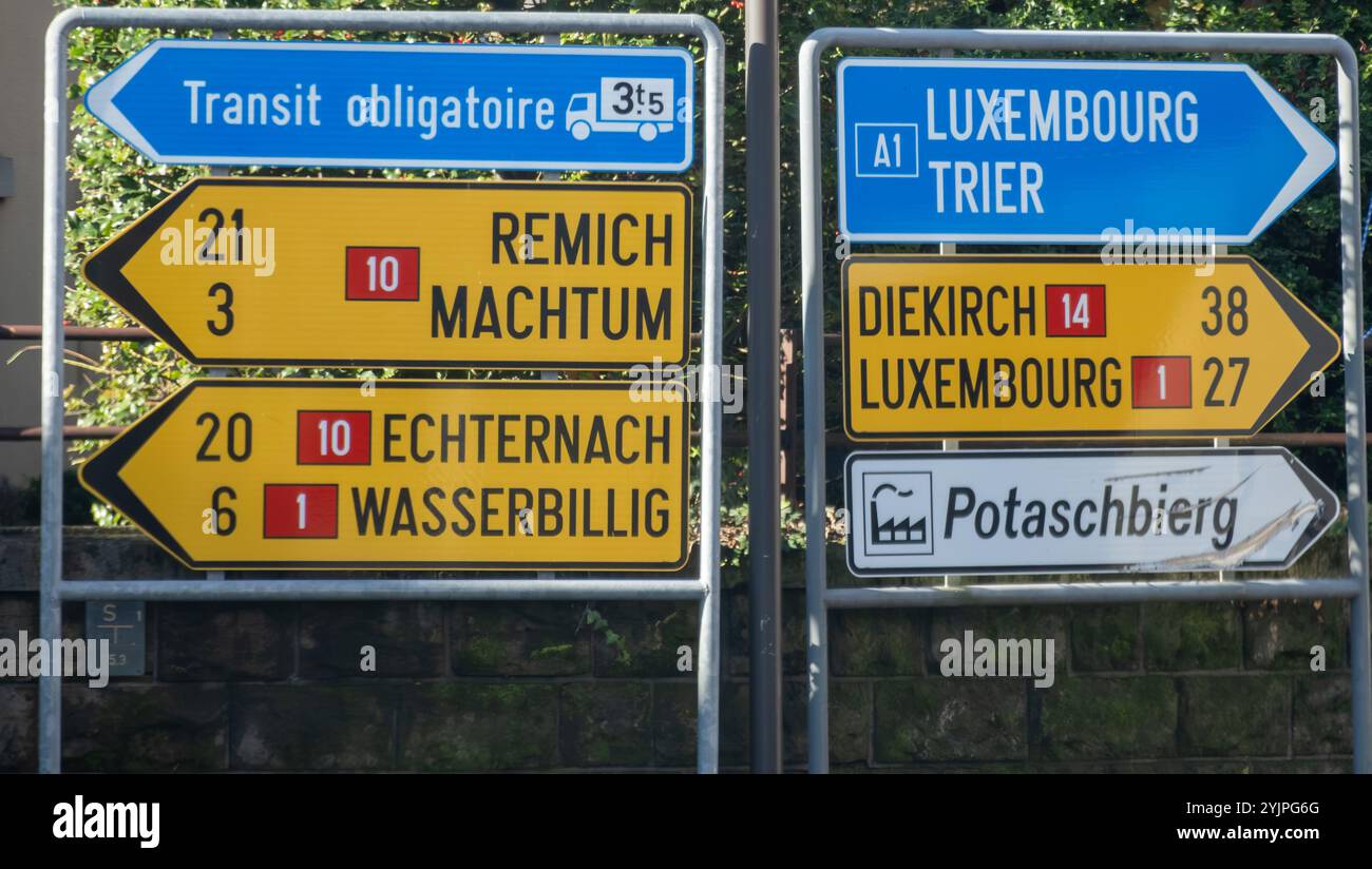 Transport infrastructure in Europe, road signs, directions, country ...