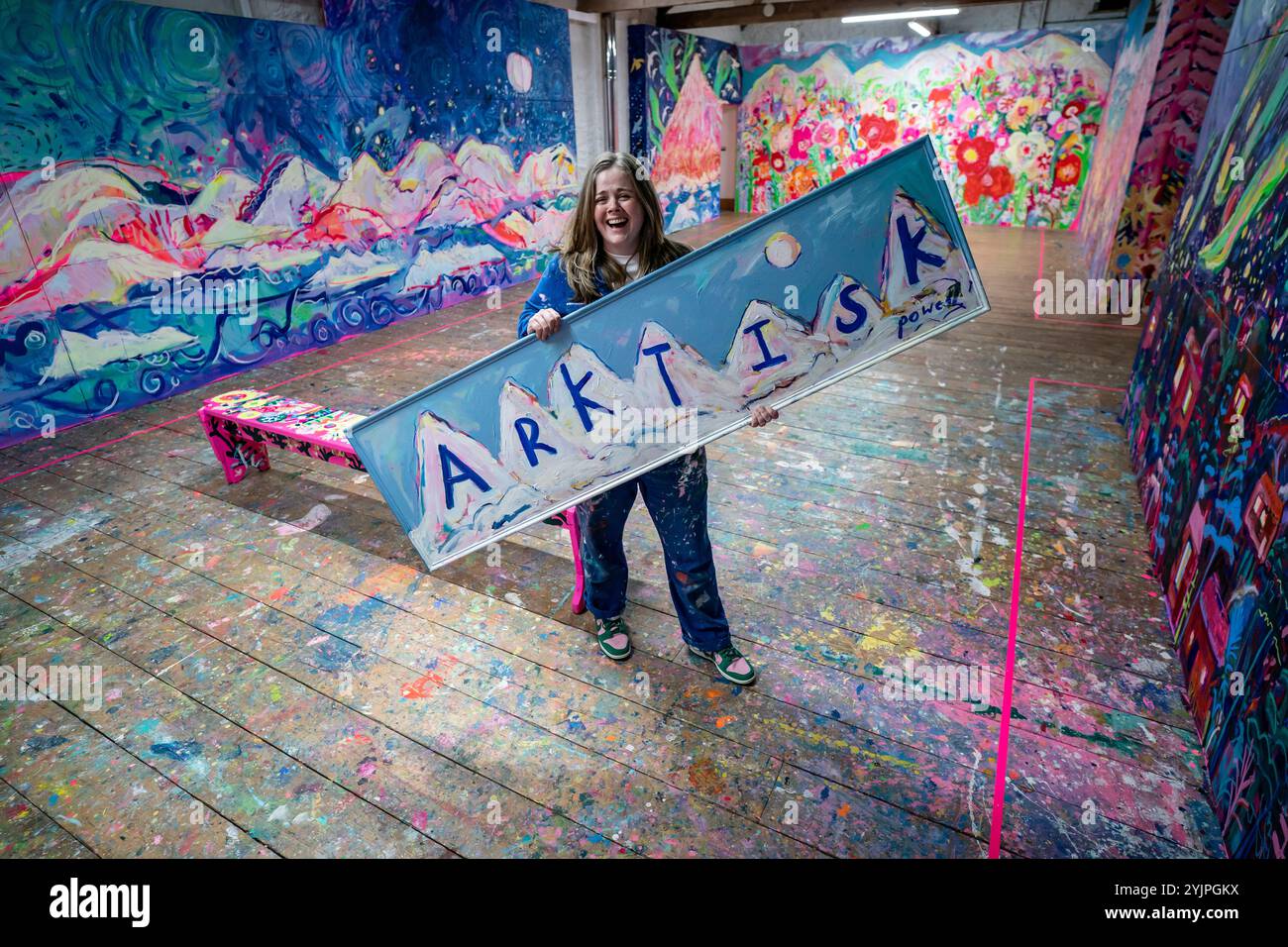 Contemporary artist Emily Powell during a preview at Ullacombe Farm in ...