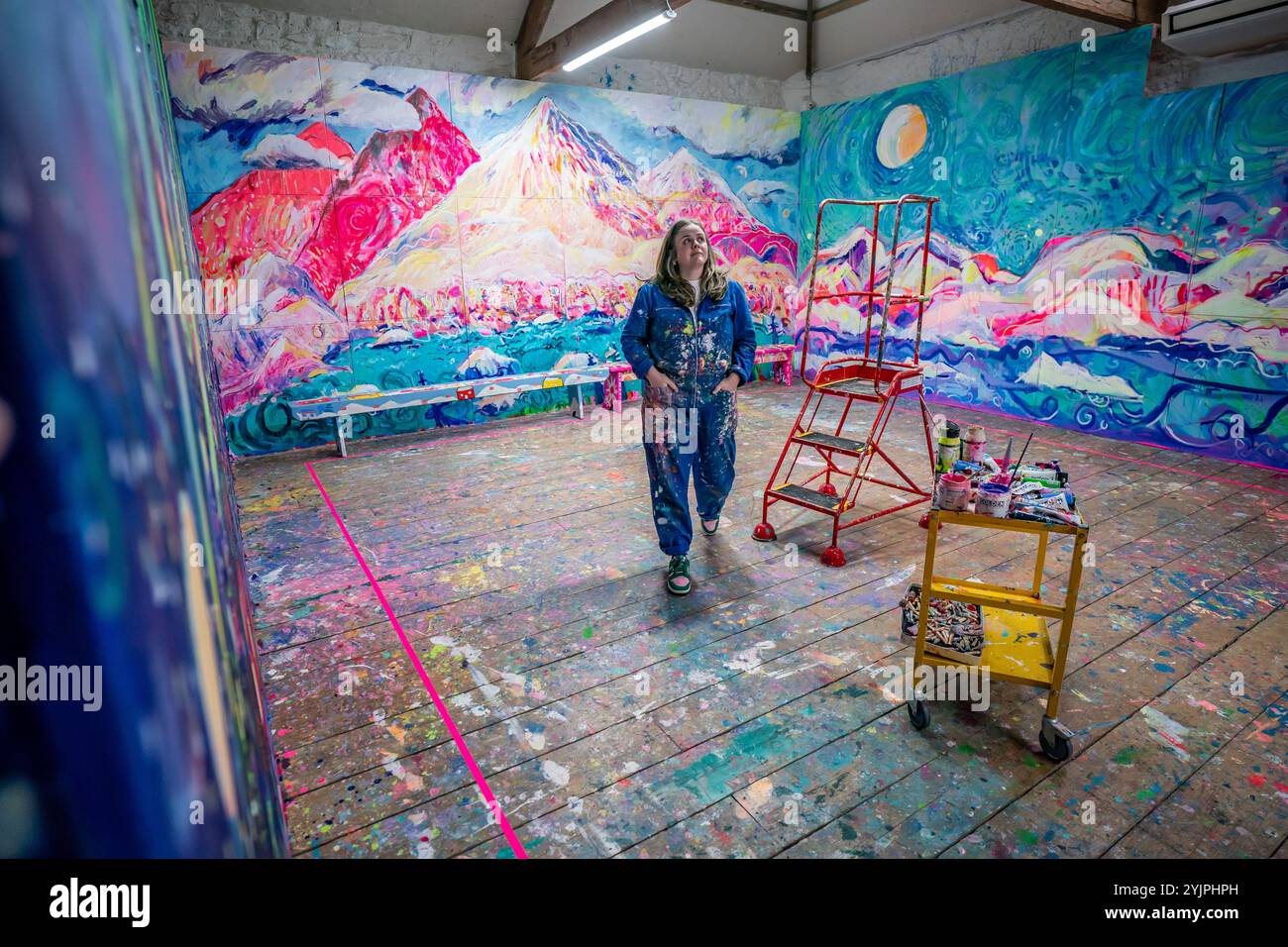 Contemporary artist Emily Powell during a preview at Ullacombe Farm in ...