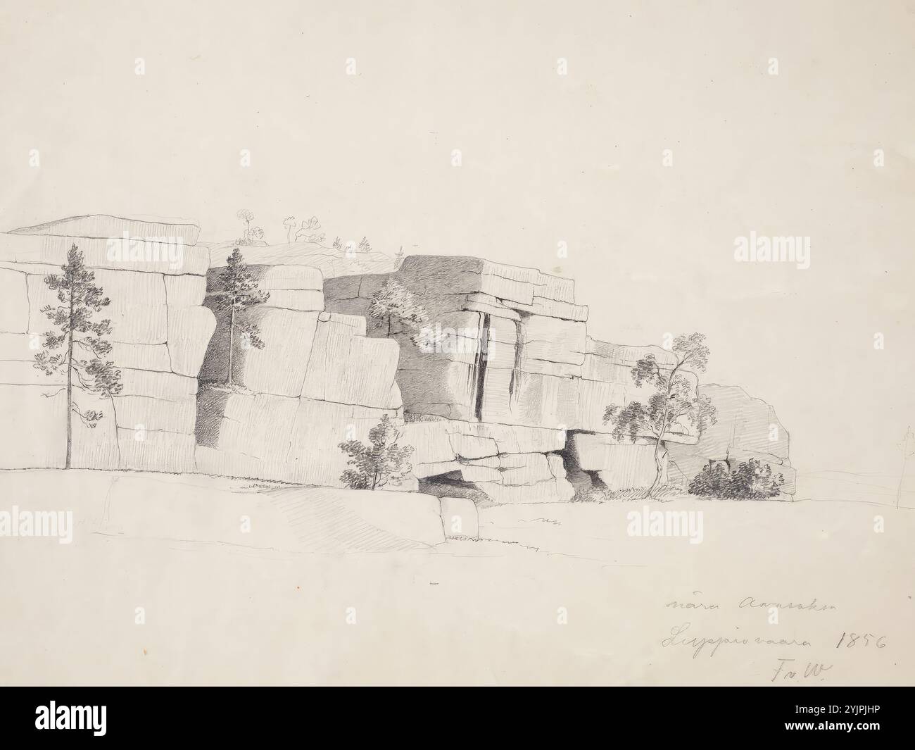 Wright, Ferdinand von, Mountain composed of layered slices, 1856 ...