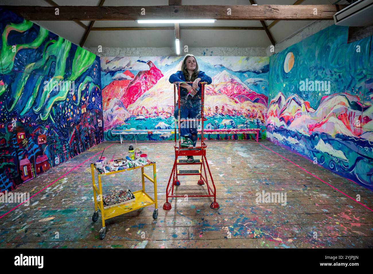 Contemporary artist Emily Powell during a preview at Ullacombe Farm in ...